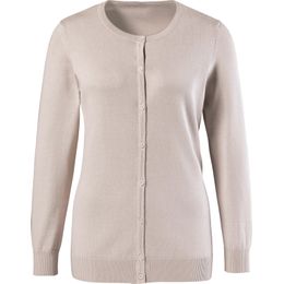 WITT Damen Strickjacke aus reiner Baumwolle, beige, Gr&ouml;&szlig;e 40