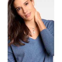 Heine Witt Damen Kaschmirpullover mit V-Ausschnitt, blau, Gr&ouml;&szlig;e 48/50