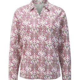 WITT Damen Langarm-Poloshirt in Single-Jersey-Qualit&auml;t, sesam-ros&eacute;-bedruckt, Gr&ouml;&szlig;e 52