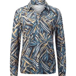 WITT Damen 2-in-1-Langarmshirt in pflegeleichter Qualit&auml;t, petrol-ocker-bedruckt, Gr&ouml;&szlig;e 50