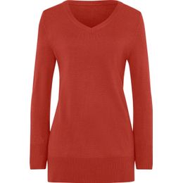 WITT Damen Longpullover mit langen Seitenschlitzen, terra, Gr&ouml;&szlig;e 54
