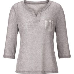 WITT Damen 3/4-Arm-Shirt leicht transparent, grau, Gr&ouml;&szlig;e 36