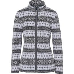 WITT Damen Fleecejacke im Norweger-Stil, ecru-anthrazit-bedruckt, Gr&ouml;&szlig;e 50