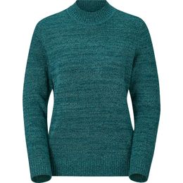 WITT Damen Stehkragenpullover in Boucl&eacute;-Qualit&auml;t, petrol-meliert, Gr&ouml;&szlig;e 38