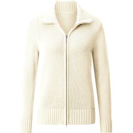 WITT Damen Strickjacke mit 2-Wege-Rei&szlig;verschluss, wollwei&szlig;, Gr&ouml;&szlig;e 46