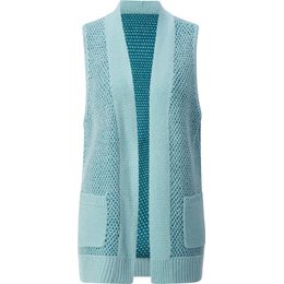 WITT Damen Strickweste in Longform, mint-meliert, Gr&ouml;&szlig;e 54