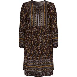 WITT Damen Druckkleid mit Bord&uuml;ren-Dessin, schwarz-rotbraun-bedruckt, Gr&ouml;&szlig;e 48