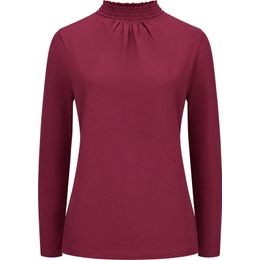 Heine Damen Stehkragenshirt, Rot, Gr. 50, Langarm-Shirts, 100% Baumwolle