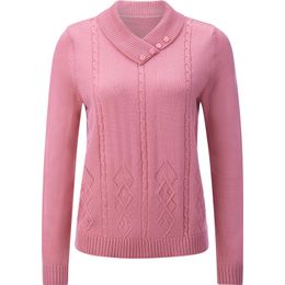 WITT Damen V-Ausschnitt-Pullover mit Schmuckkn&ouml;pfen, altrosa, Gr&ouml;&szlig;e 48