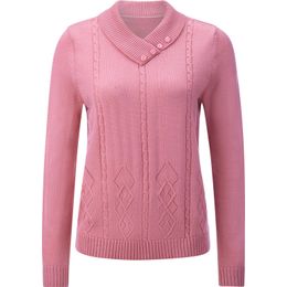 WITT Damen V-Ausschnitt-Pullover mit Schmuckkn&ouml;pfen, altrosa, Gr&ouml;&szlig;e 50