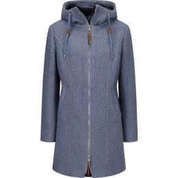 WITT Damen Boucl&eacute;jacke mit Lederimitat-Details, taubenblau, Gr&ouml;&szlig;e 44