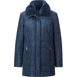 WITT Damen Steppjacke mit Pelz-Imitat-Besatz, dunkelblau, Gr&ouml;&szlig;e 54