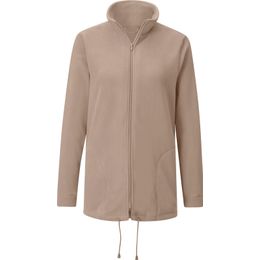 WITT Damen Fleecejacke Kordeldurchzug am Saum, stein, Gr&ouml;&szlig;e 36