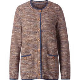 WITT Damen Strickjacke in effektvoller Strickstruktur, cognac-bleu-meliert, Gr&ouml;&szlig;e 54