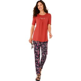WITT Damen Schlupfhose mit floralem Druck, schwarz-erdbeere-bedruckt, Gr&ouml;&szlig;e 56