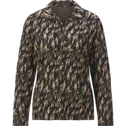 WITT Damen Poloshirt in Jacquard-Qualit&auml;t, schwarz-braun-gemustert, Gr&ouml;&szlig;e 52
