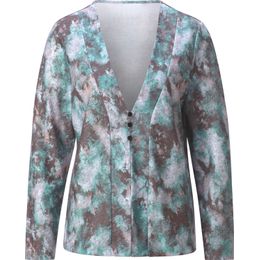 WITT Damen 2-in-1-Langarmshirt im Grafik-Dessin, salbei-steingrau-bedruckt, Gr&ouml;&szlig;e 44