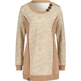 WITT Damen Sweatshirt in Longform, camel-wei&szlig;-meliert, Gr&ouml;&szlig;e 40
