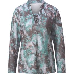 WITT Damen Langarmshirt im Grafik-Muster, salbei-steingrau-bedruckt, Gr&ouml;&szlig;e 48