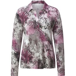 WITT Damen Poloshirt in Viskose-Qualit&auml;t, steingrau-mauve-bedruckt, Gr&ouml;&szlig;e 44