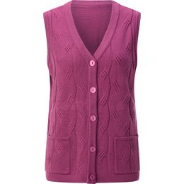 WITT Damen Strickweste mit Zopfmuster, erika, Gr&ouml;&szlig;e 48