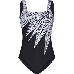 feel good Damen Badeanzug mit Druckmuster, schwarz-wei&szlig;, Gr&ouml;&szlig;e 46C