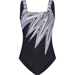 feel good Damen Badeanzug mit Druckmuster, schwarz-wei&szlig;, Gr&ouml;&szlig;e 50B