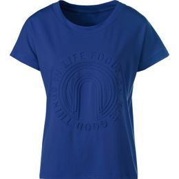 Heine Damen Kurzarmshirt, Blau, Gr. 50, T-Shirts, Material: Viskose