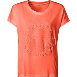 Heine Damen Kurzarmshirt, Orange, Gr. 42, T-Shirts, Material: Viskose