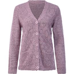 WITT Damen Strickjacke in Boucl&eacute;-Optik, mauve-meliert, Gr&ouml;&szlig;e 52