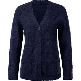 WITT Damen Strickjacke in Boucl&eacute;-Optik, marine-meliert, Gr&ouml;&szlig;e 48