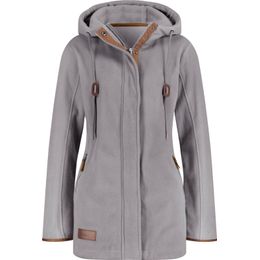 WITT Damen Kapuzenfleecejacke mit verdecktem Rei&szlig;verschluss, steingrau-meliert, Gr&ouml;&szlig;e 48