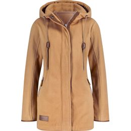 WITT Damen Kapuzenfleecejacke mit verdecktem Rei&szlig;verschluss, camel, Gr&ouml;&szlig;e 46