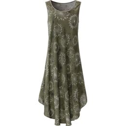 WITT Damen Druckkleid mit Bl&uuml;ten-Muster, figurumspielend, khaki-graphit-bedruckt, Gr&ouml;&szlig;e 22