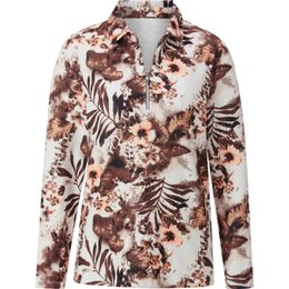 WITT Damen Poloshirt in winterlicher Qualit&auml;t, apricot-camel-bedruckt, Gr&ouml;&szlig;e 52