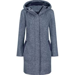 WITT Damen Kurzmantel mit Strick-B&uuml;ndchen, rauchblau-meliert, Gr&ouml;&szlig;e 26