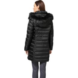 Isabell Schmitt Damen Daunenjacke mit Pelz-Imitat-Detail, schwarz, Gr&ouml;&szlig;e 38