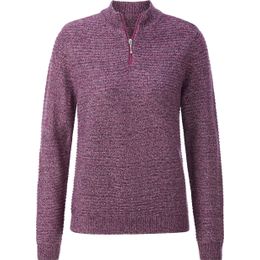 WITT Damen Langarm-Pullover mit Zipper, erika-marine-meliert, Gr&ouml;&szlig;e 38