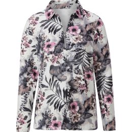 WITT Damen Poloshirt in winterlicher Qualit&auml;t, orchidee-grau-bedruckt, Gr&ouml;&szlig;e 50