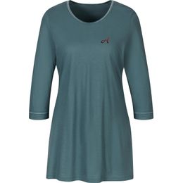 Ascafa Damen Schlafanzug mit Druck-Motiv vorne, petrol, Gr&ouml;&szlig;e 52/54