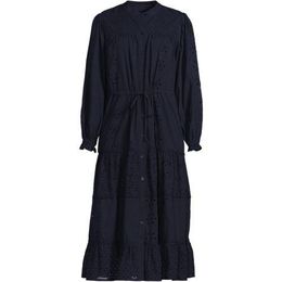 LANDS' END Stufenkleid mit Lochstickerei, Damen,  Blau, Baumwolle, by Lands' End