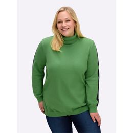 sheego Damen Rollkragenpullover mit Kontraststreifen, apfel, Gr&ouml;&szlig;e 52/54
