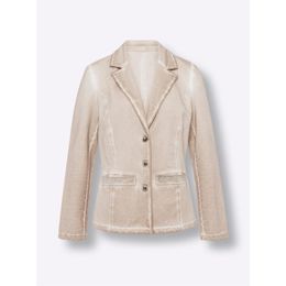Heine Witt Damen Sweatblazer mit Ziersteinen, beige, Gr&ouml;&szlig;e 42