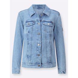 sheego Gro&szlig;e Gr&ouml;&szlig;en Jeansjacke mit Knopfmanschetten, blue-bleached, Gr&ouml;&szlig;e 50 - Damen