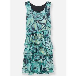 WITT Damen Volantkleid im Lagen-Look, ozean-marine-bedruckt, Gr&ouml;&szlig;e 38