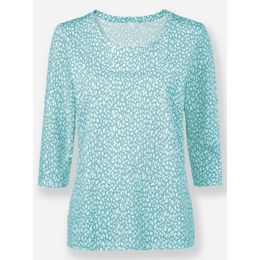 WITT Damen 3/4-Arm-Shirt mit Minimal-Druck, wei&szlig;-ozean-bedruckt, Gr&ouml;&szlig;e 52
