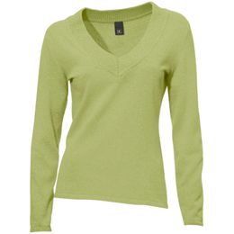 Heine Witt Damen V-Ausschnitt-Pullover aus reiner Baumwolle, kiwi, Gr&ouml;&szlig;e 38