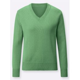 WITT Damen V-Ausschnitt-Pullover mit Baumwolle, apfel, Gr&ouml;&szlig;e 48