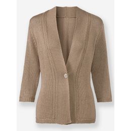 WITT Damen Strickjacke in pflegeleichtem B&auml;ndchengarn, beige, Gr&ouml;&szlig;e 38