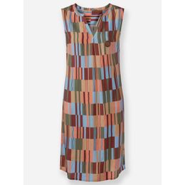 WITT Damen Druckkleid aus reiner Viskose, khaki-rotbraun-gemustert, Gr&ouml;&szlig;e 38